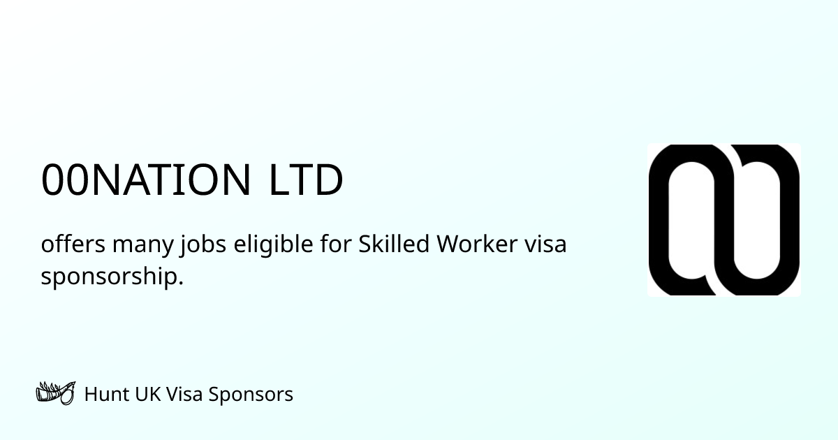UK Visa Jobs at 00NATION LTD | Licensed Sponsor Profile | Hunt UK Visa ...