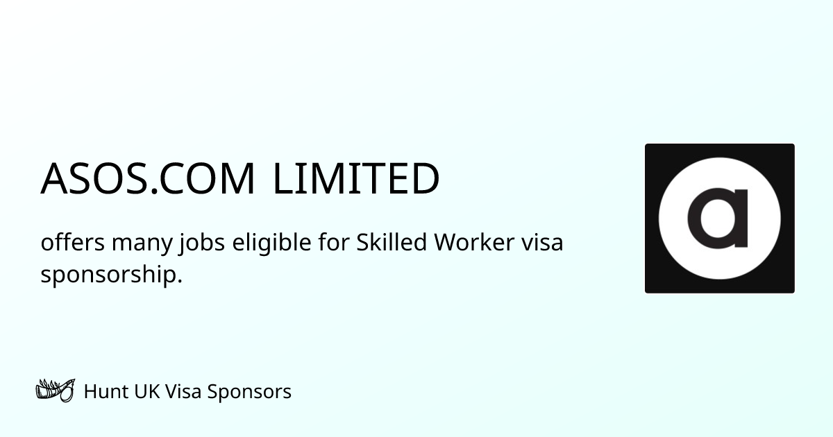 UK Visa Jobs at ASOS.COM LIMITED | Licensed Sponsor Profile | Hunt UK ...