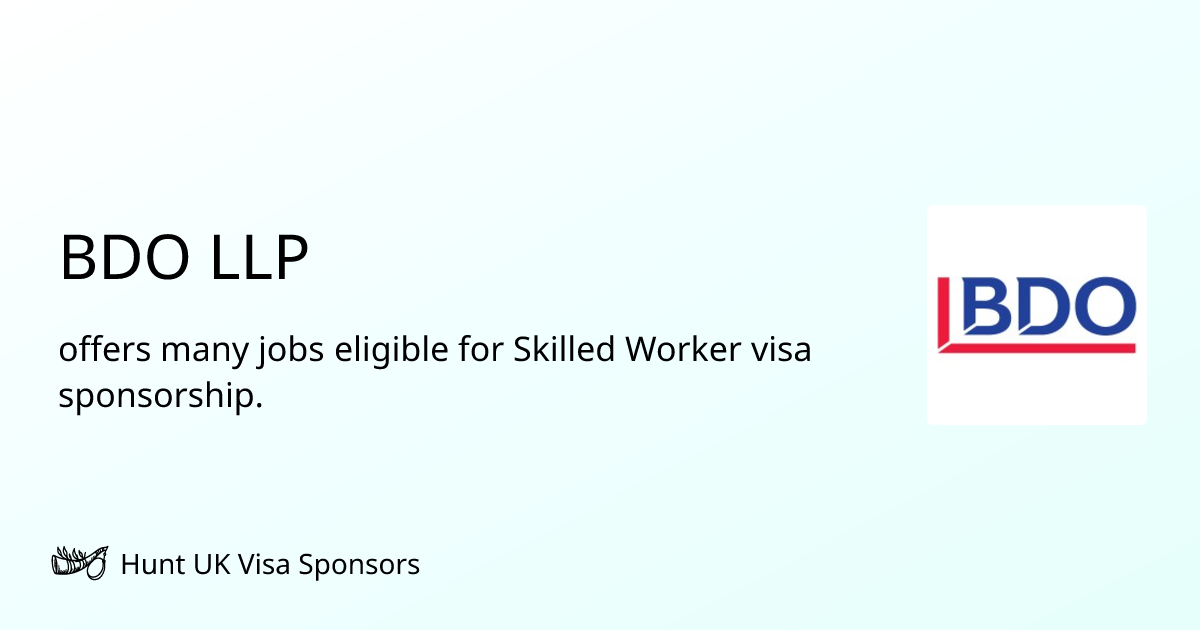 UK Visa Jobs at BDO LLP | Licensed Sponsor Profile | Hunt UK Visa Sponsors