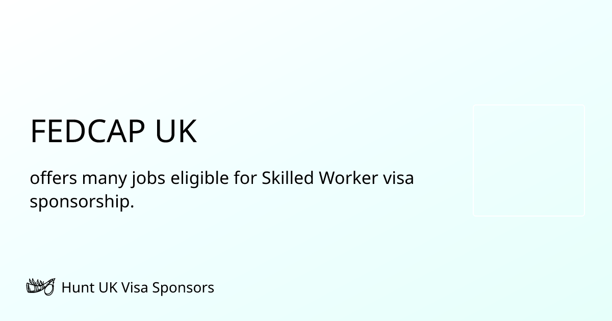 UK Visa Jobs at FEDCAP UK | Licensed Sponsor Profile | Hunt UK Visa ...