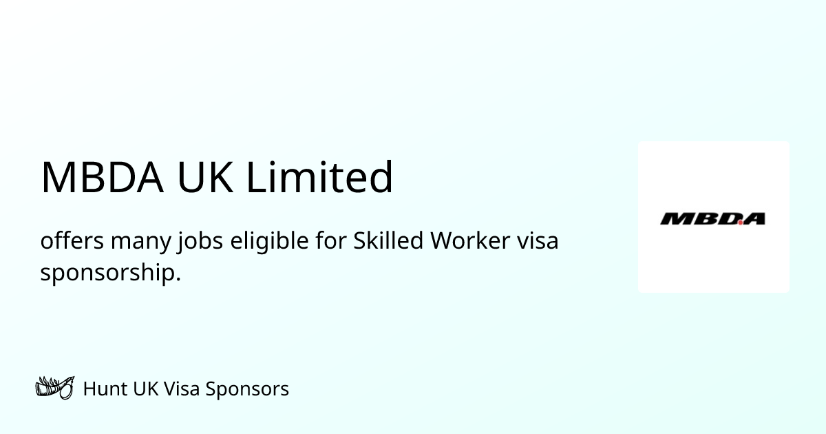UK Visa Jobs at MBDA UK Limited | Licensed Sponsor Profile | Hunt UK ...