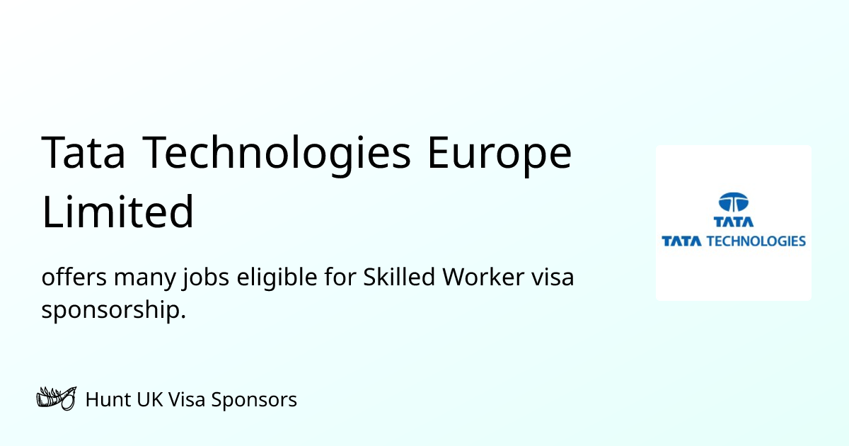 UK Visa Jobs at Tata Technologies Europe Limited | Licensed Sponsor ...