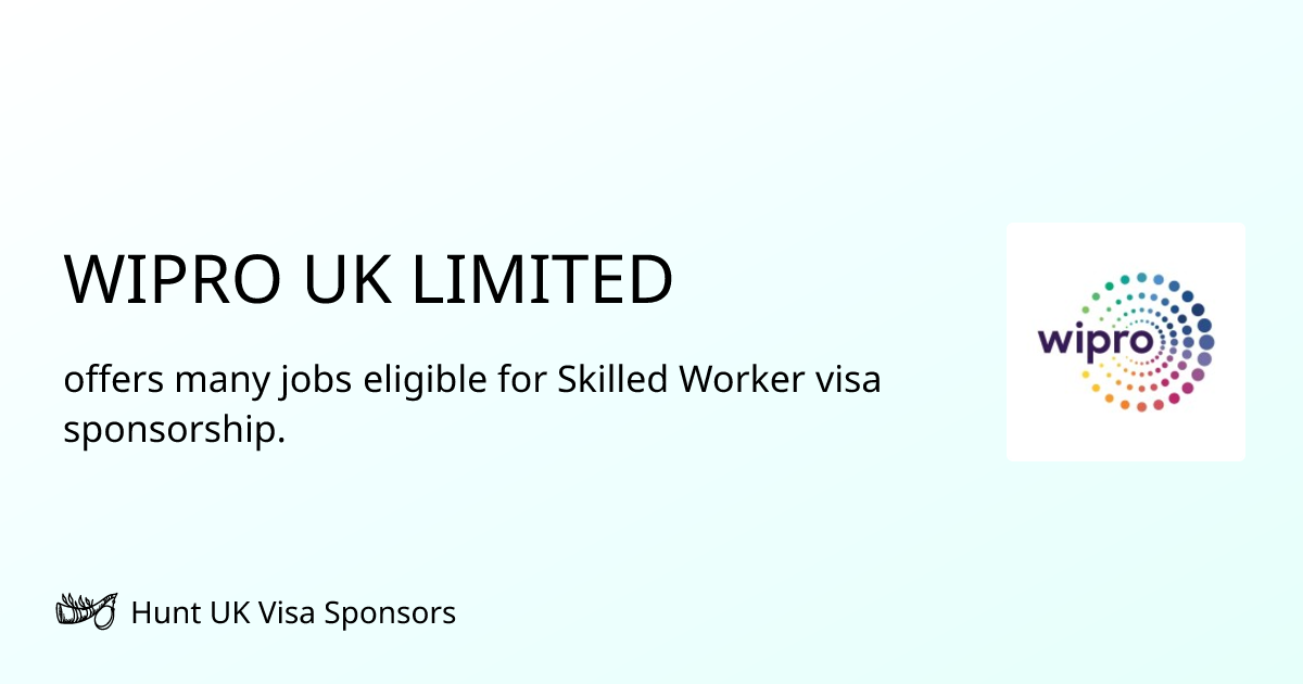 UK Visa Jobs at WIPRO UK LIMITED | Licensed Sponsor Profile | Hunt UK ...