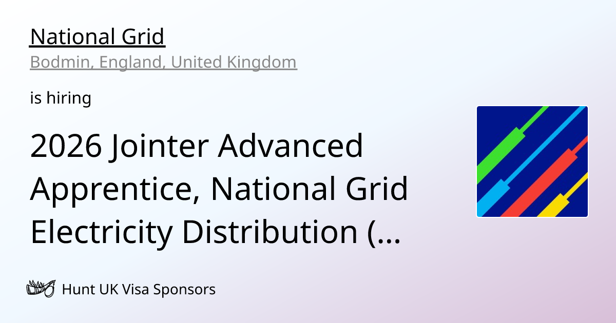 2026 Jointer Advanced Apprentice, National Grid Electricity ...