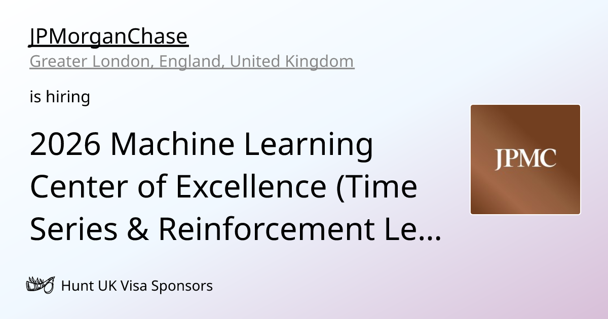 2026 Machine Learning Center of Excellence (Time Series & Reinforcement ...