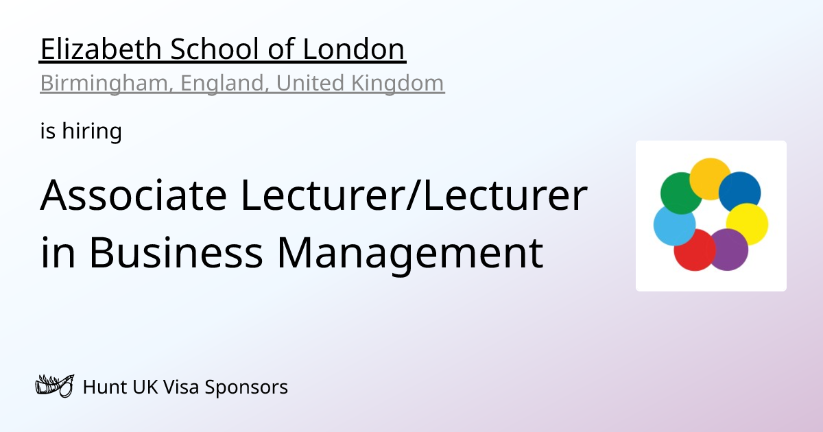 Associate Lecturer/Lecturer in Business Management | Elizabeth School ...