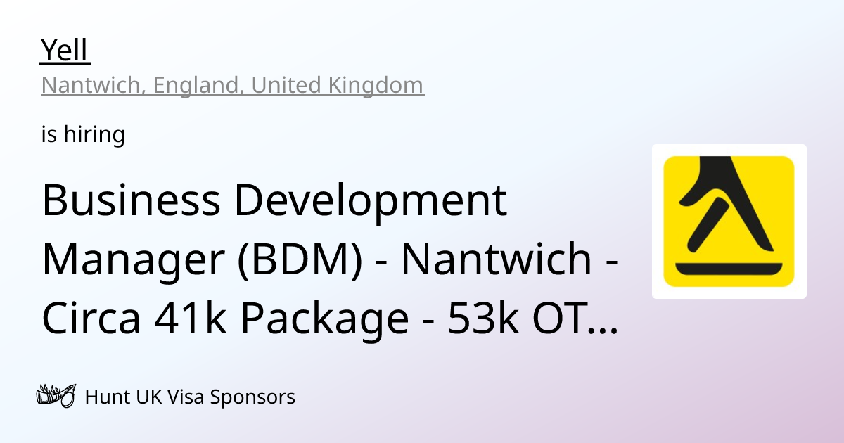 Business Development Manager (BDM) - Nantwich - Circa 41k Package - 53k ...