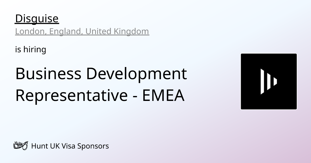 Business Development Representative - EMEA | Disguise | Hunt UK Visa ...