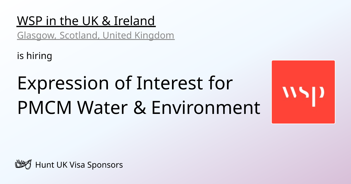 Expression of Interest for PMCM Water & Environment | WSP in the UK ...