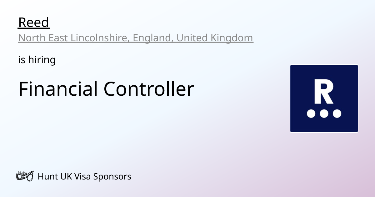 Financial Controller | Reed | Hunt UK Visa Sponsors