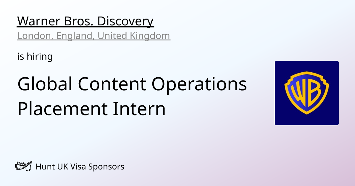 Global Content Operations Placement Intern | Warner Bros. Discovery ...