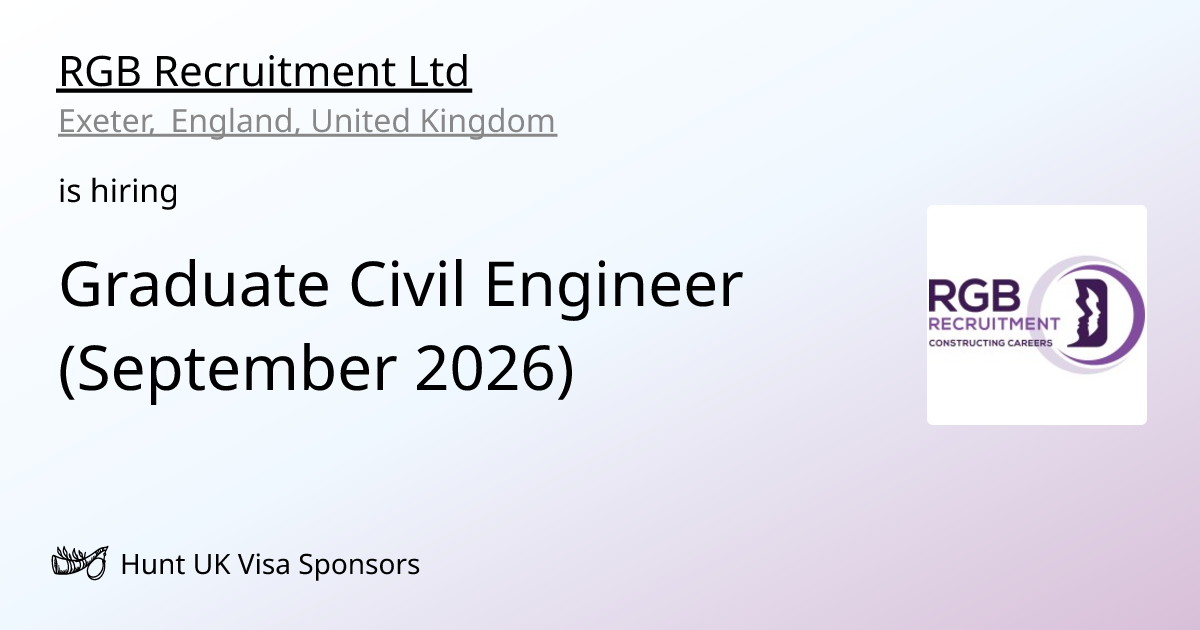 Graduate Civil Engineer (September 2026) | RGB Recruitment Ltd | Hunt ...