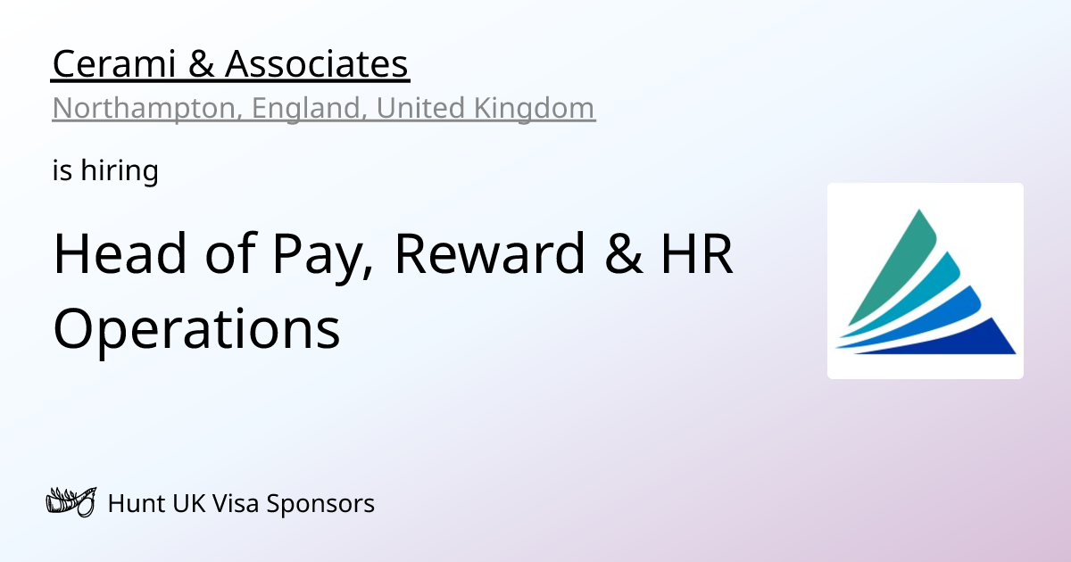 Head of Pay, Reward & HR Operations | Cerami & Associates | Hunt UK ...