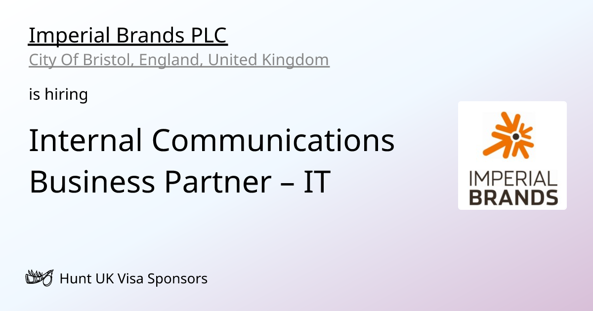 Internal Communications Business Partner – IT | Imperial Brands PLC ...