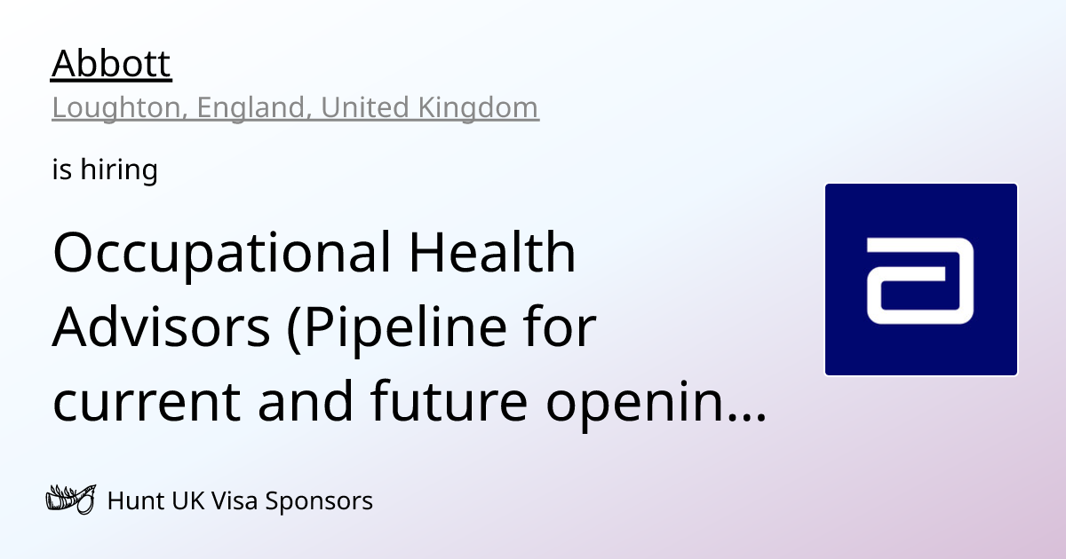 Occupational Health Advisors (Pipeline for current and future openings ...