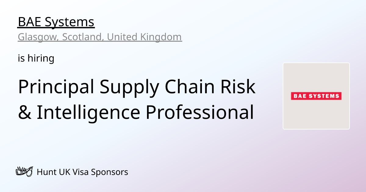 Principal Supply Chain Risk & Intelligence Professional | BAE Systems ...