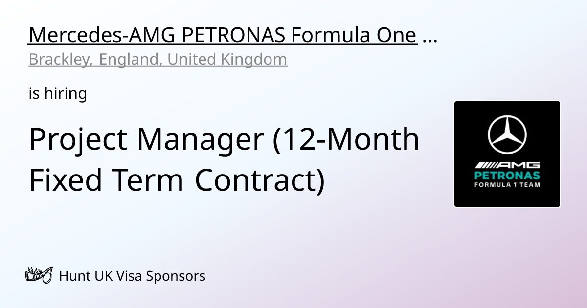 Project Manager (12-Month Fixed Term Contract) | Mercedes-AMG PETRONAS ...