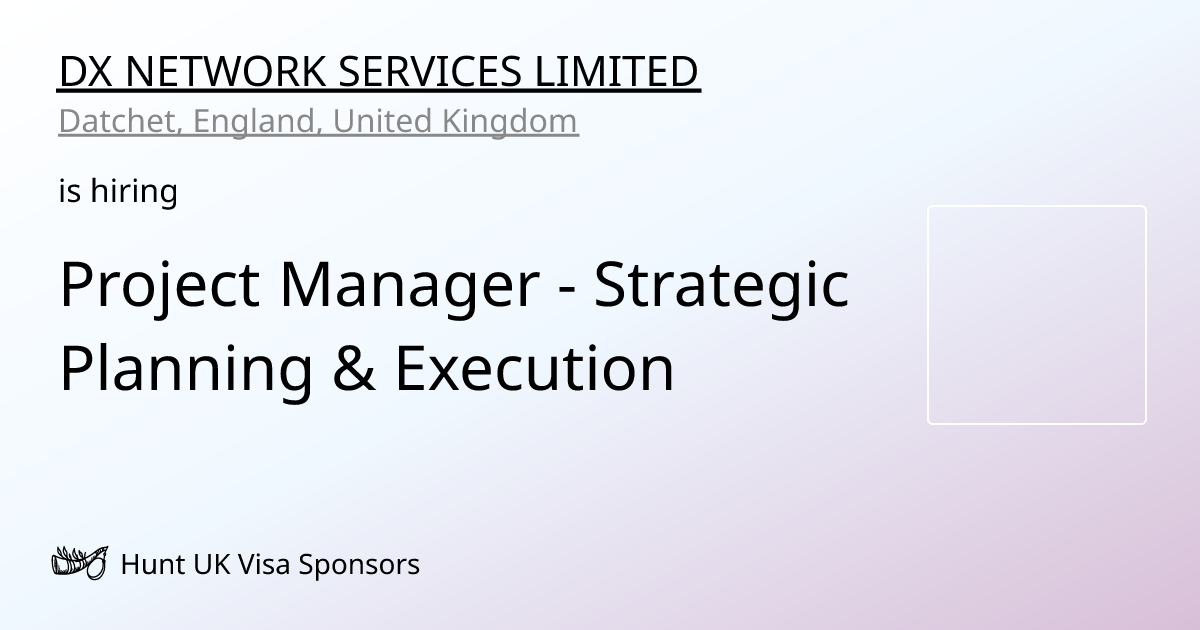 Project Manager - Strategic Planning & Execution | DX NETWORK SERVICES ...