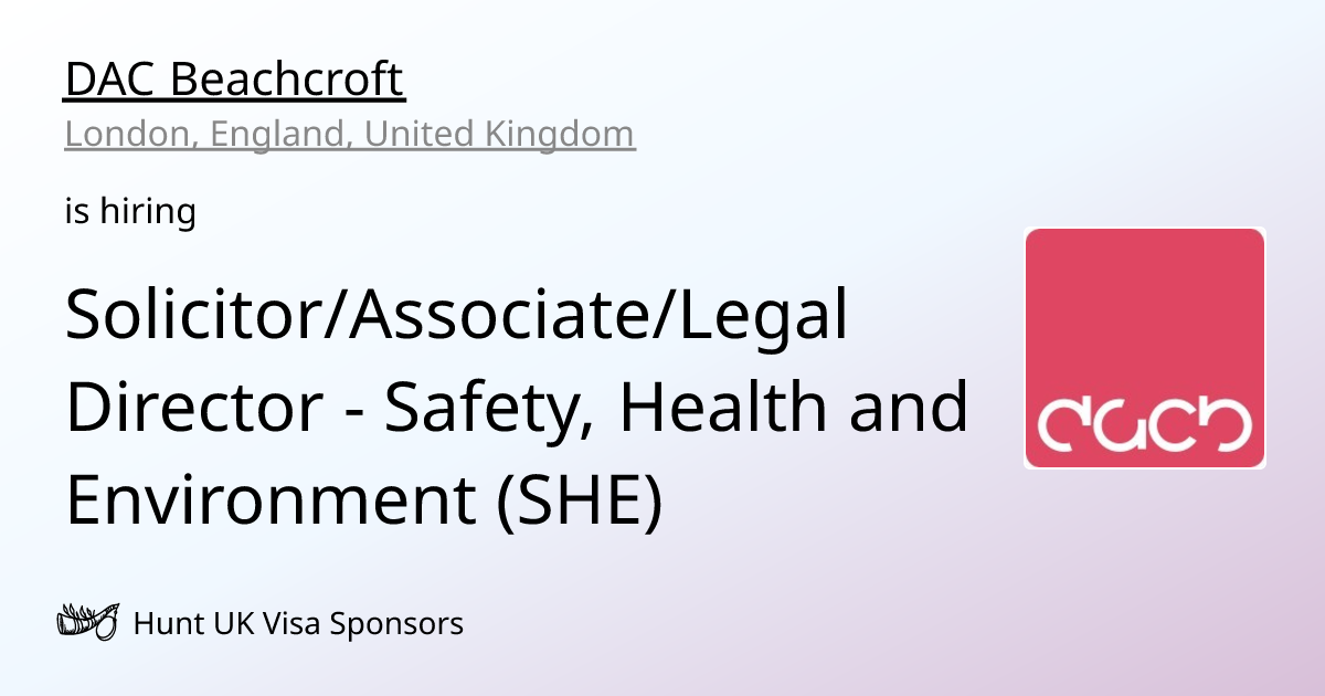 Solicitor/Associate/Legal Director - Safety, Health and Environment ...